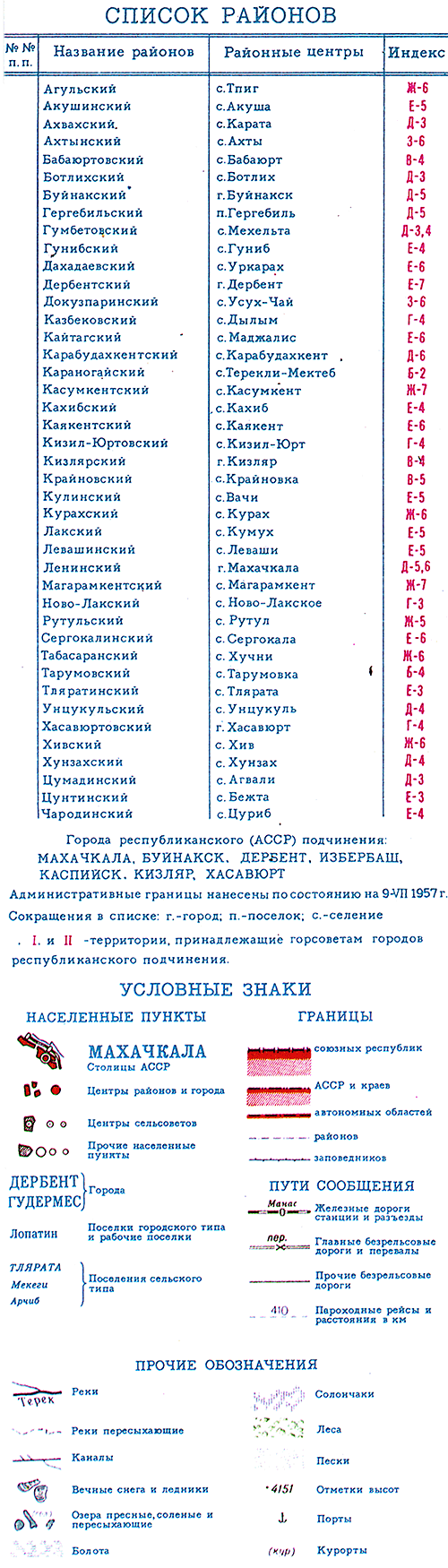 Административная карта Дагестанской АССР 1957 г. - Это Место